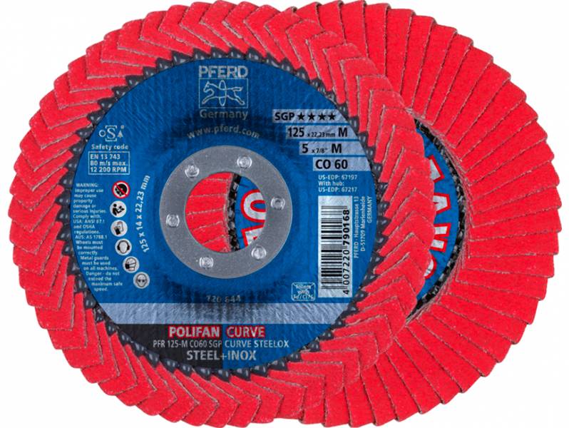 Лепестковый шлифовальный круг PFERD PFR 125- M CO60 SGP CURVE STEELOX ...